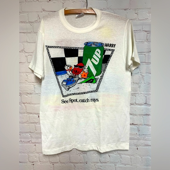 7 UP | Shirts | Vintage 7up See Spot Single Stitch Usa Shirt Size M Usa ...